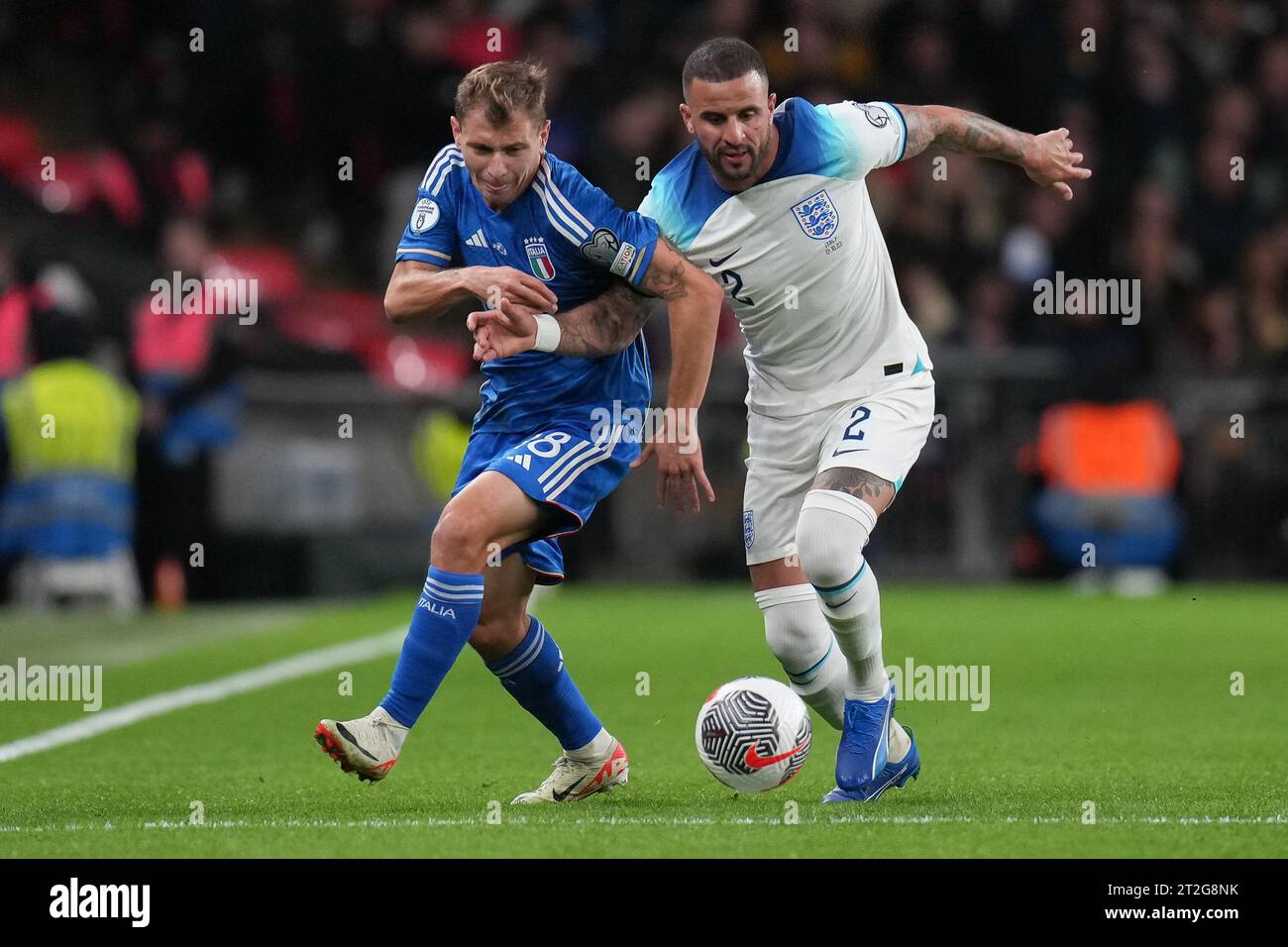 London, UK. 17th Oct, 2023. Nicolo Barella (Inter Milan) of Italy and ...