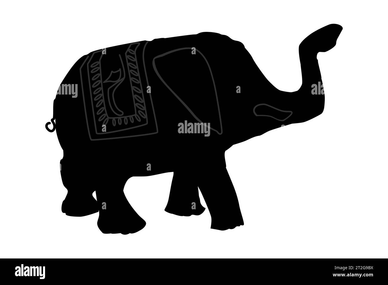Elephant silhouette isolated on white background. Black shape of little ...