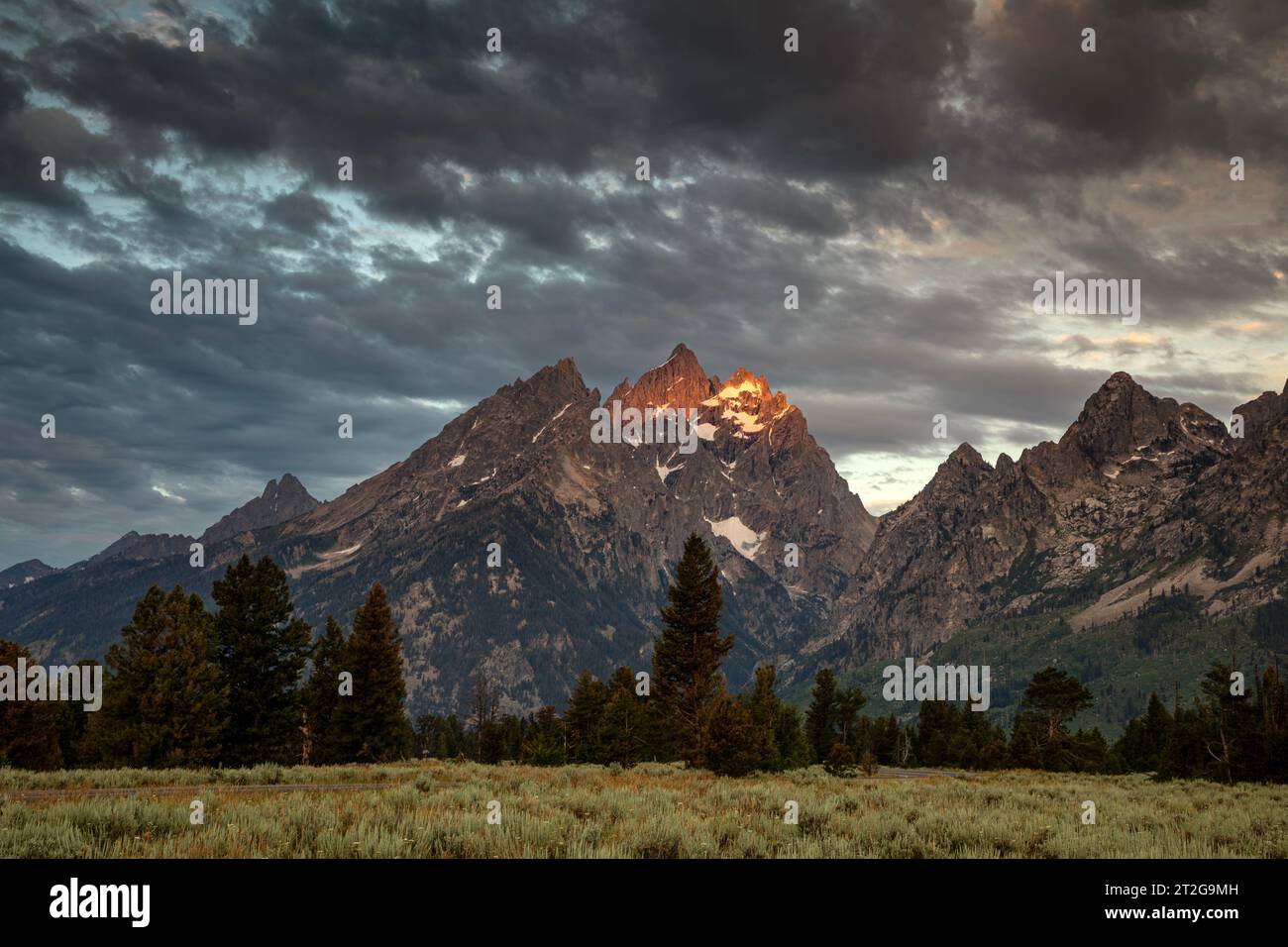 WY05283-00...WYOMING - View of the Grand Teton Range at dawn, in Grand ...
