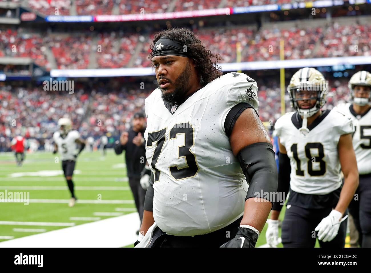 New Orleans Saints guard Max Garcia (73) during an NFL football game ...