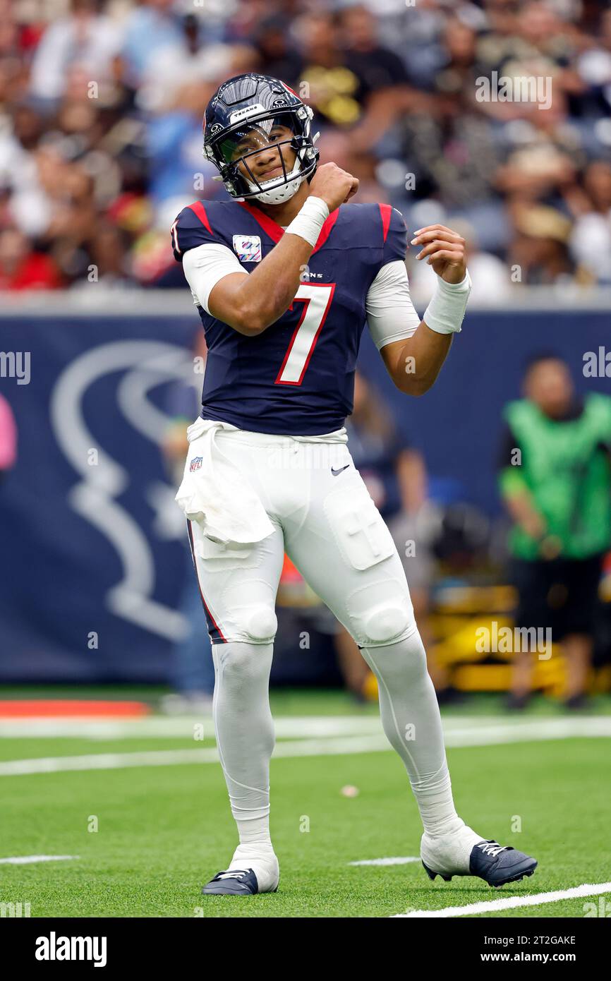 Houston Texans quarterback C.J. Stroud (7) reacts during an NFL ...
