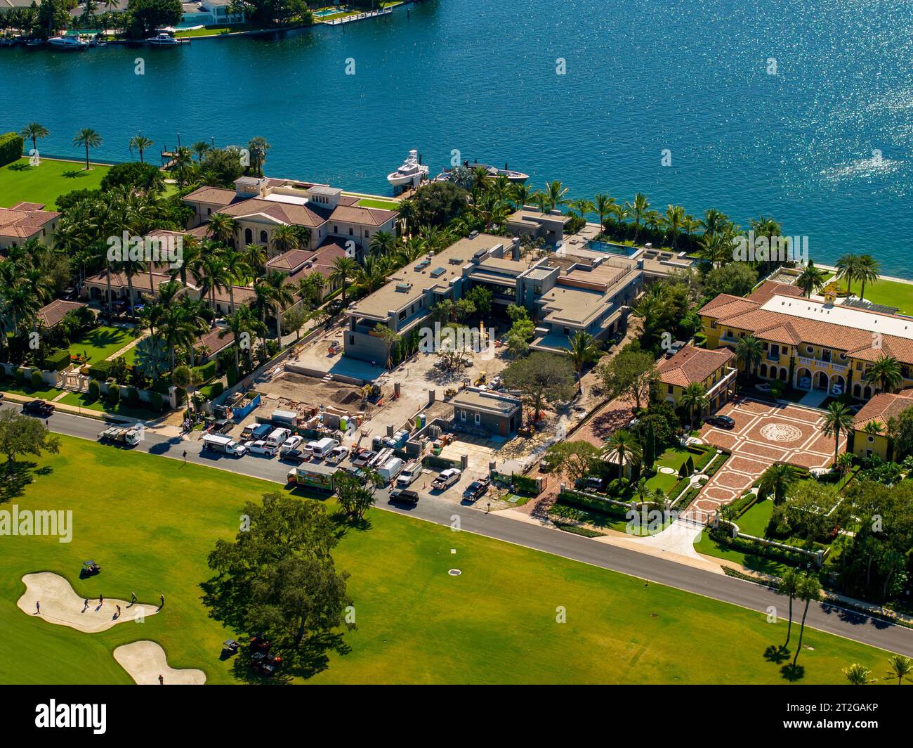 Miami Beach, FL, USA - October 17, 2023: Aeiral drone photo Tom Brady ...