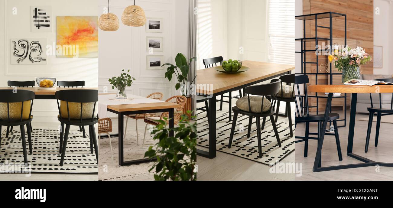 Interior design ideas. Stylish dining rooms, collage of photos Stock ...