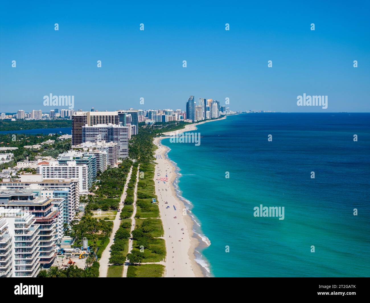 Aerial photo Miami Surfside Florida beachfront condominiums Stock Photo ...