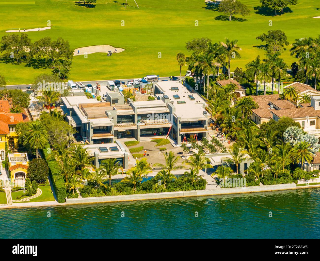 Miami Beach, FL, USA - October 17, 2023: Aeiral drone photo Tom Brady ...