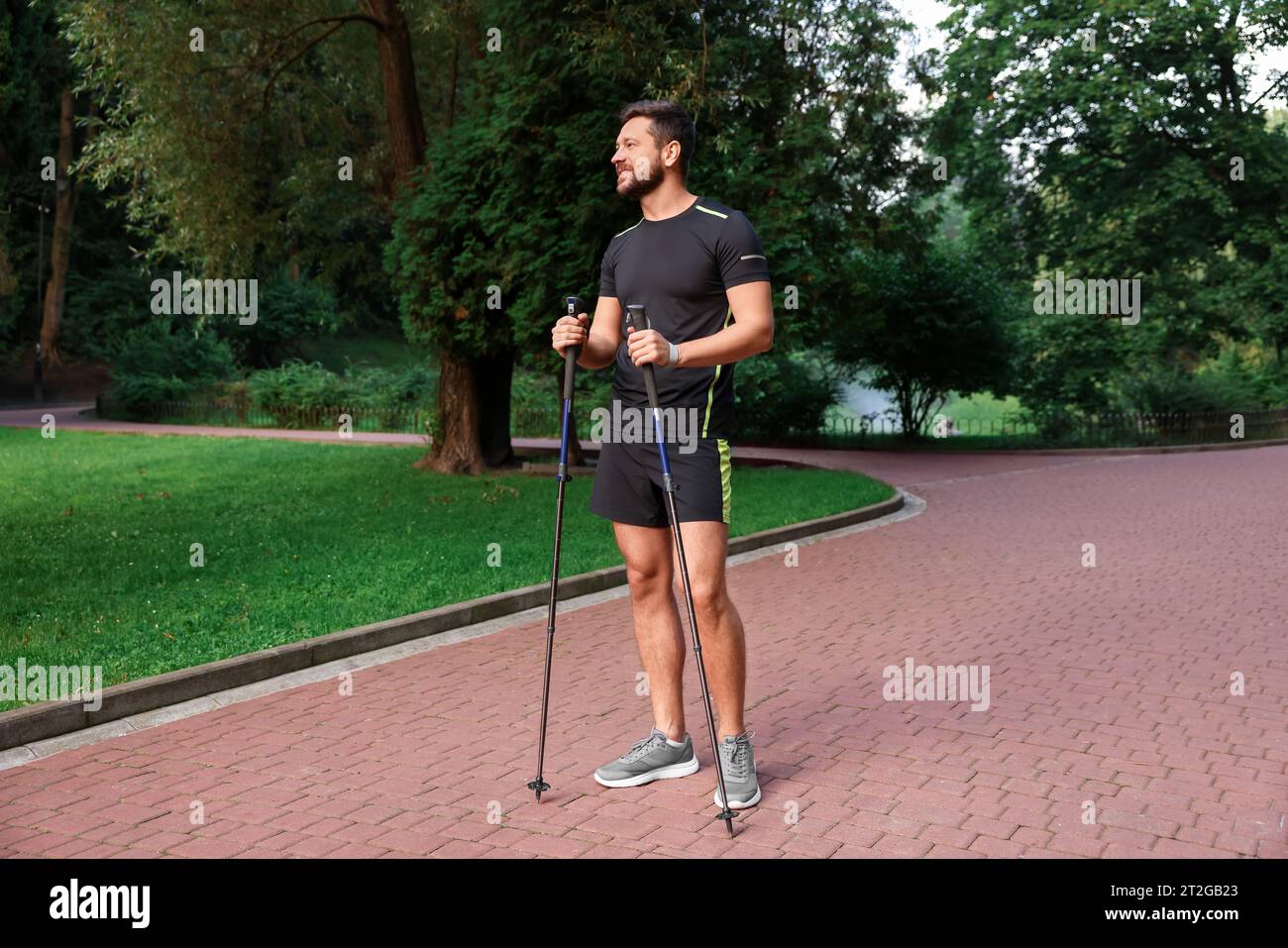 Practicing nordic walking poles hi-res stock photography and images - Alamy