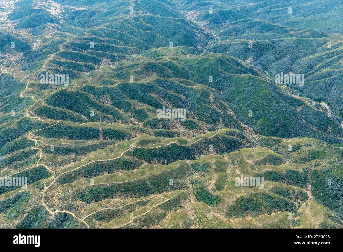Aerial view of relief pattern of mountain ridges and drainage Stock ...