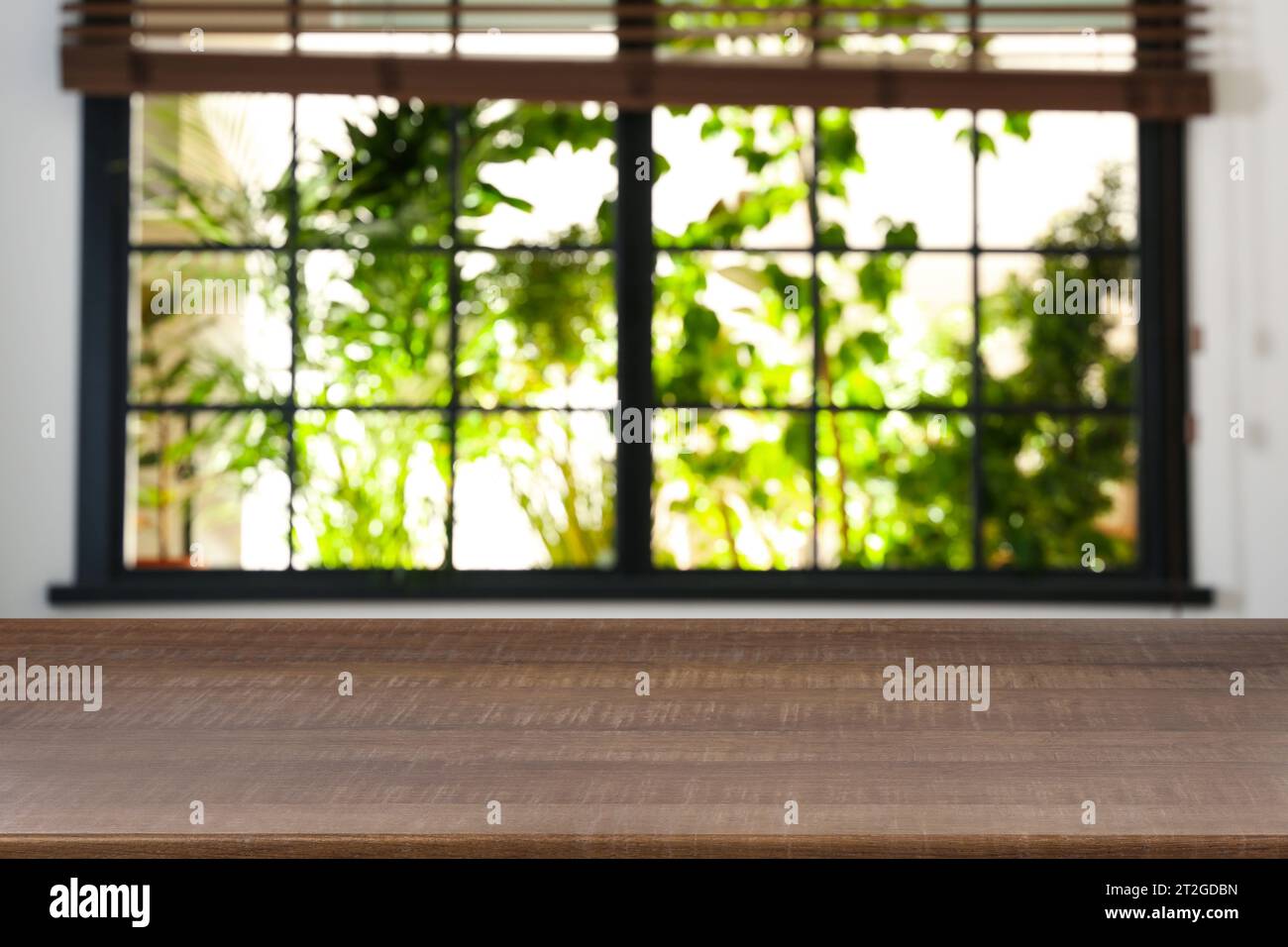 Empty wooden table against window indoors. Space for design Stock Photo ...