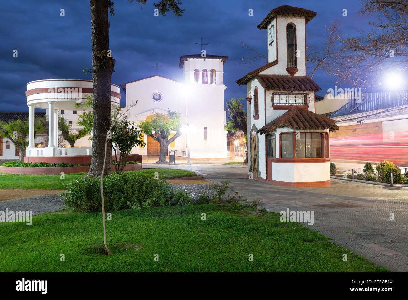 Plaza de Armas or Main square at Santa Cruz a town in the wine route of ...