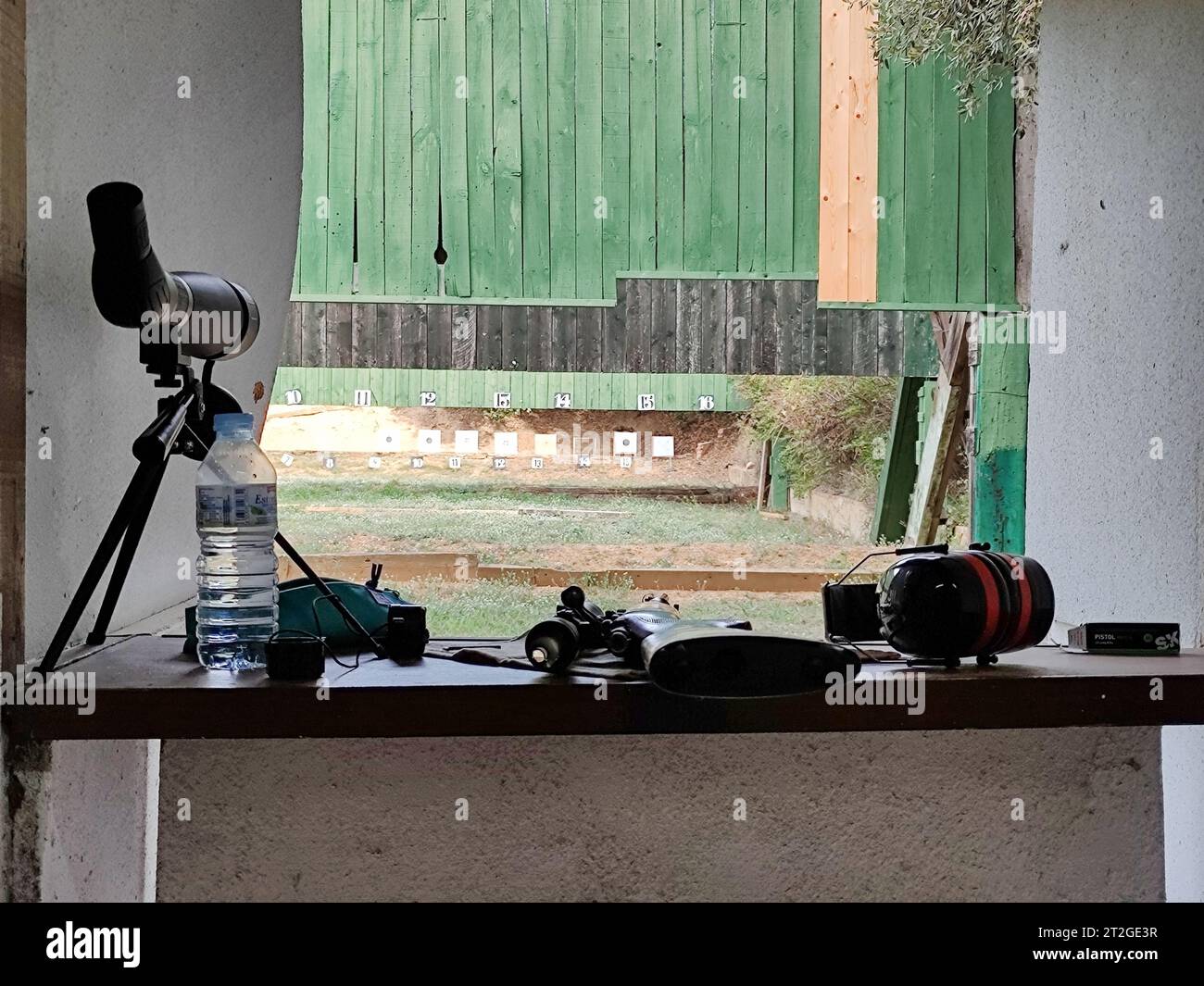 View of the long gun firing point, precision shooting training Stock ...