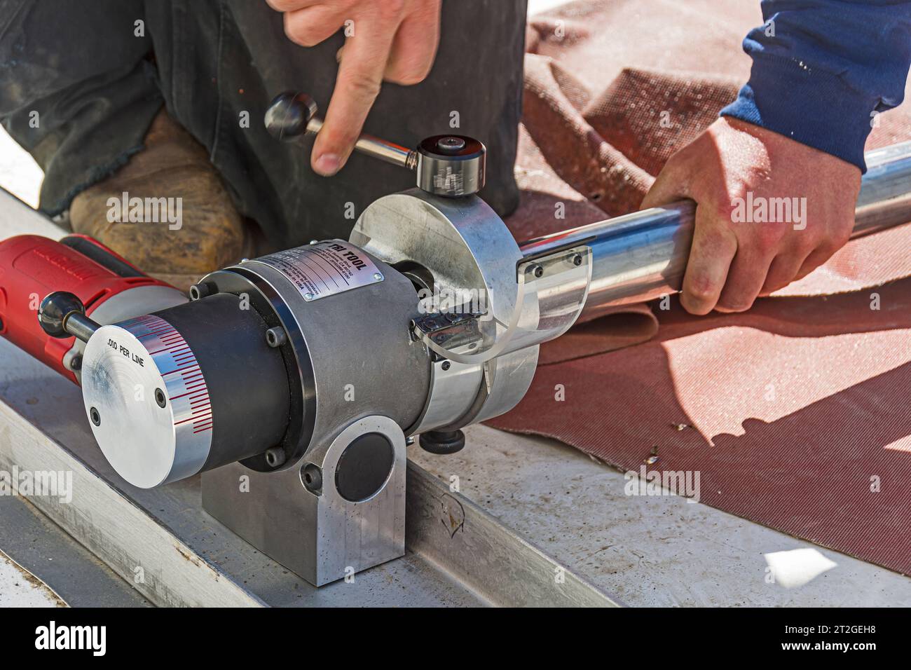 A tube facing and squaring tool is used on stainless steel tubing used ...