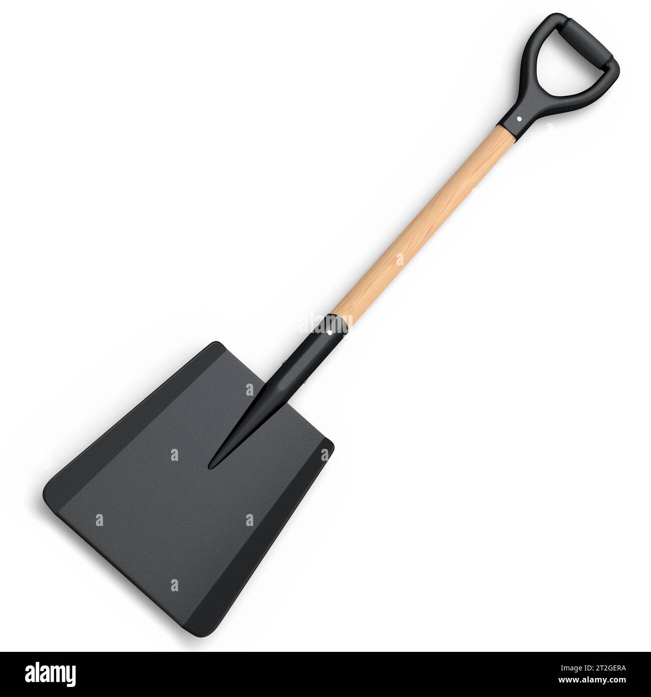 Garden shovel with wooden handle isolated on white background. 3d ...