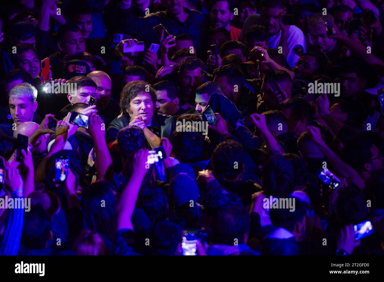 Buenos Aires, Argentina. 18th Oct, 2023. Javier Milei (M), presidential ...