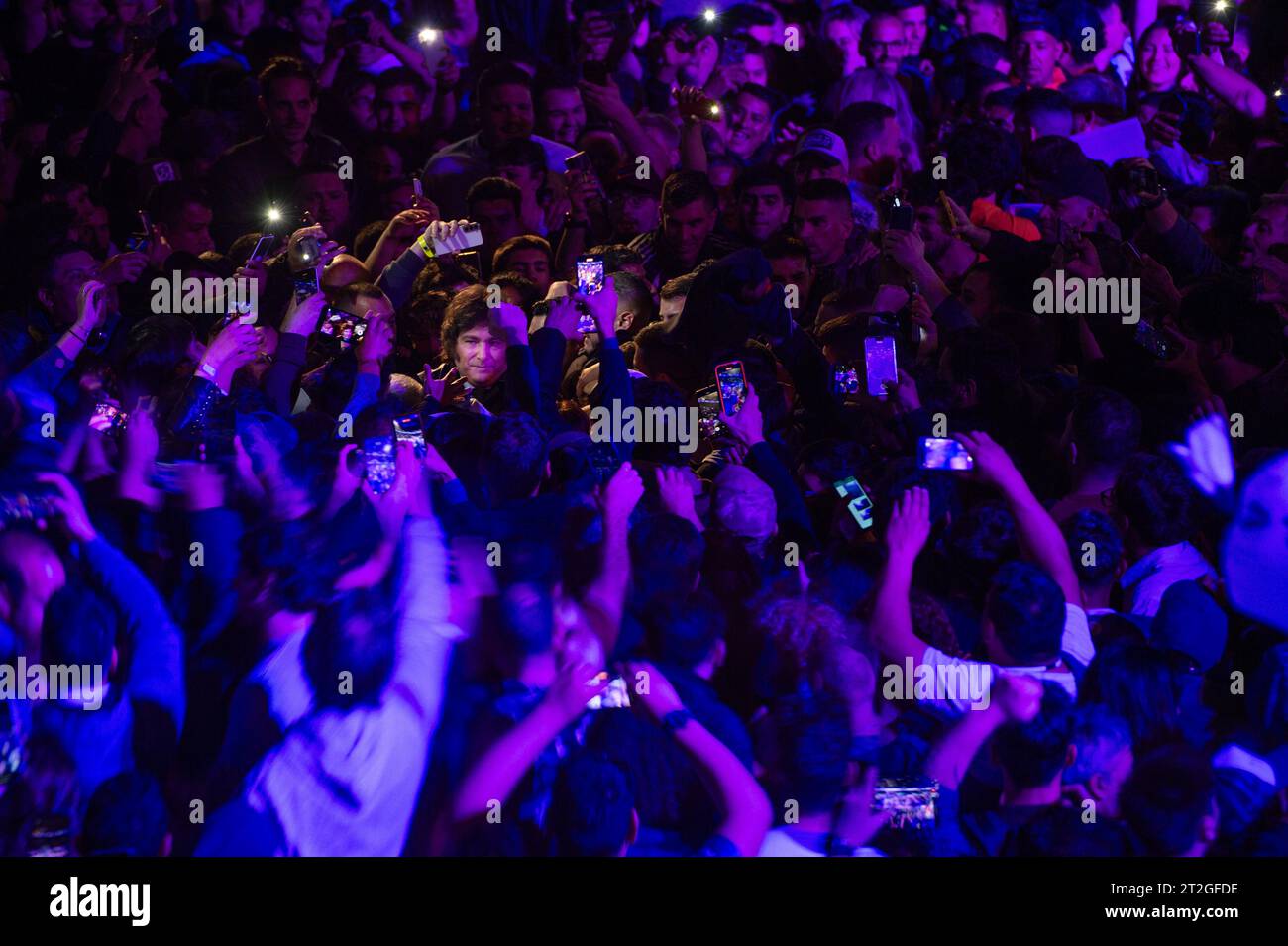Buenos Aires, Argentina. 18th Oct, 2023. Javier Milei (M), presidential ...