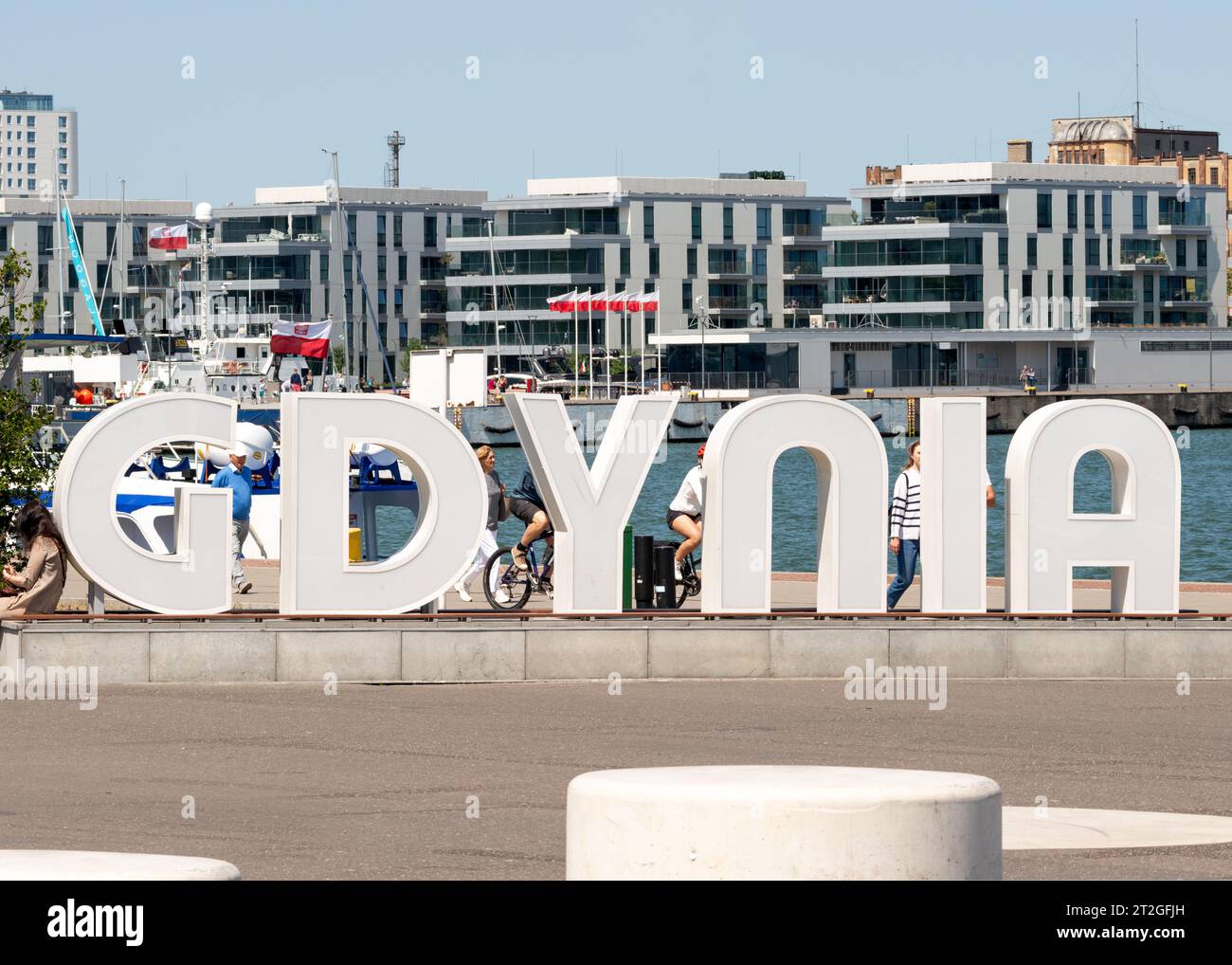 Gdynia city sign and symbol tourist spot overlooking the harbour and ...