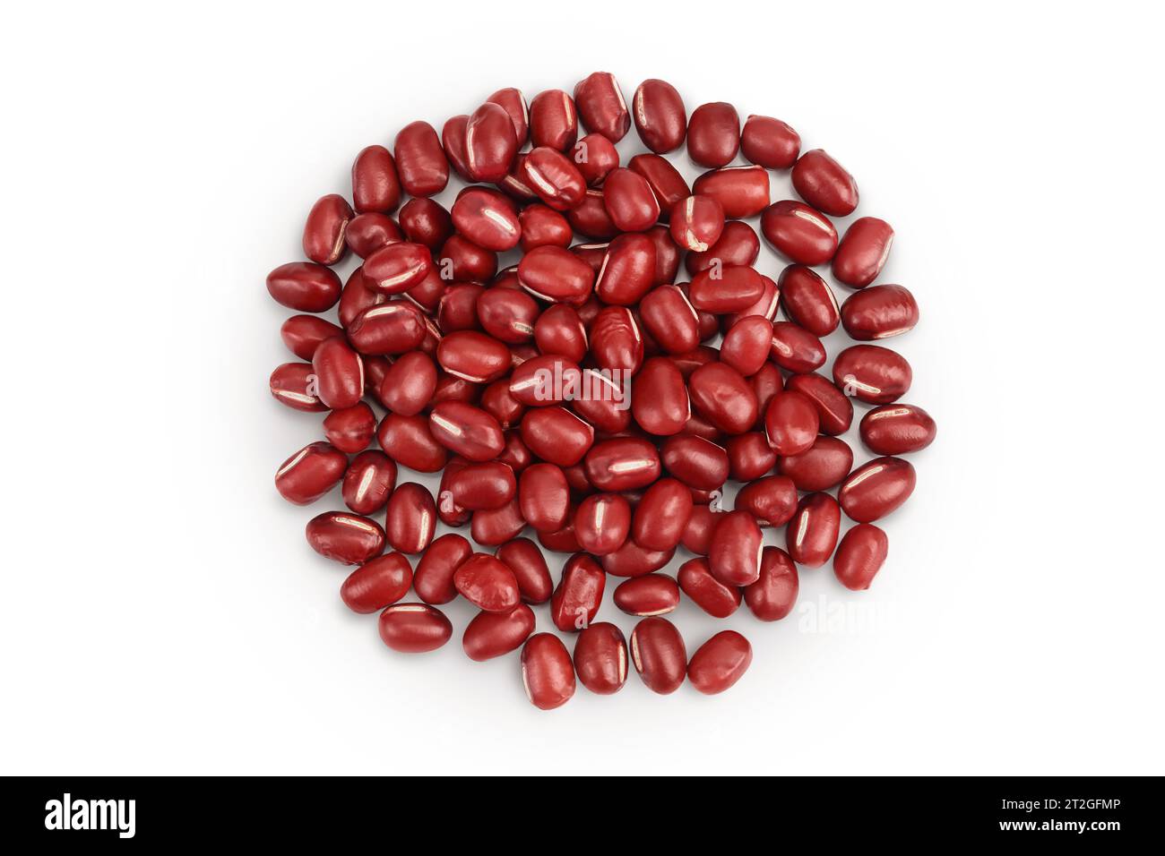 Red adzuki beans isolated on white background. Top view. Flat lay Stock ...