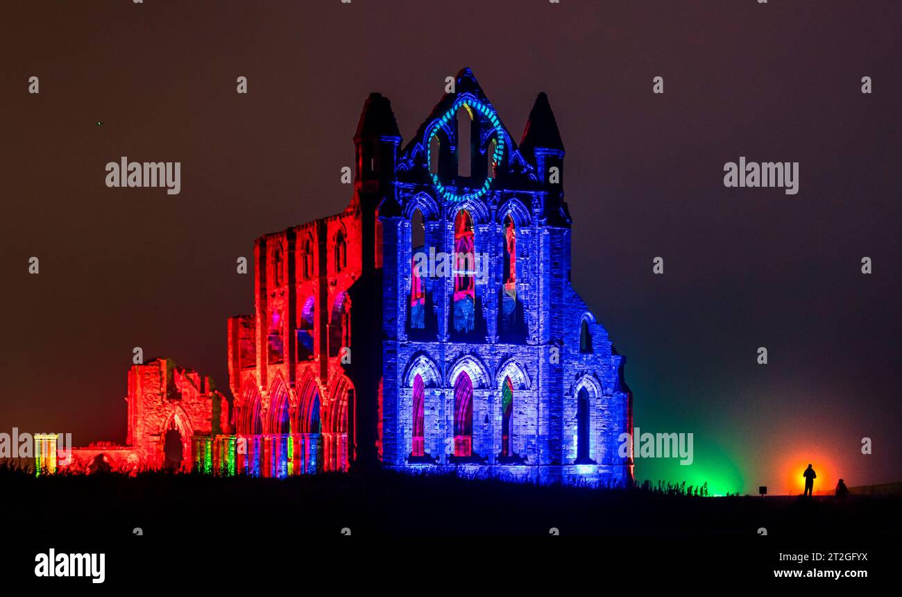 English Heritage lights up the ruins of Whitby Abbey in North Yorkshire ...