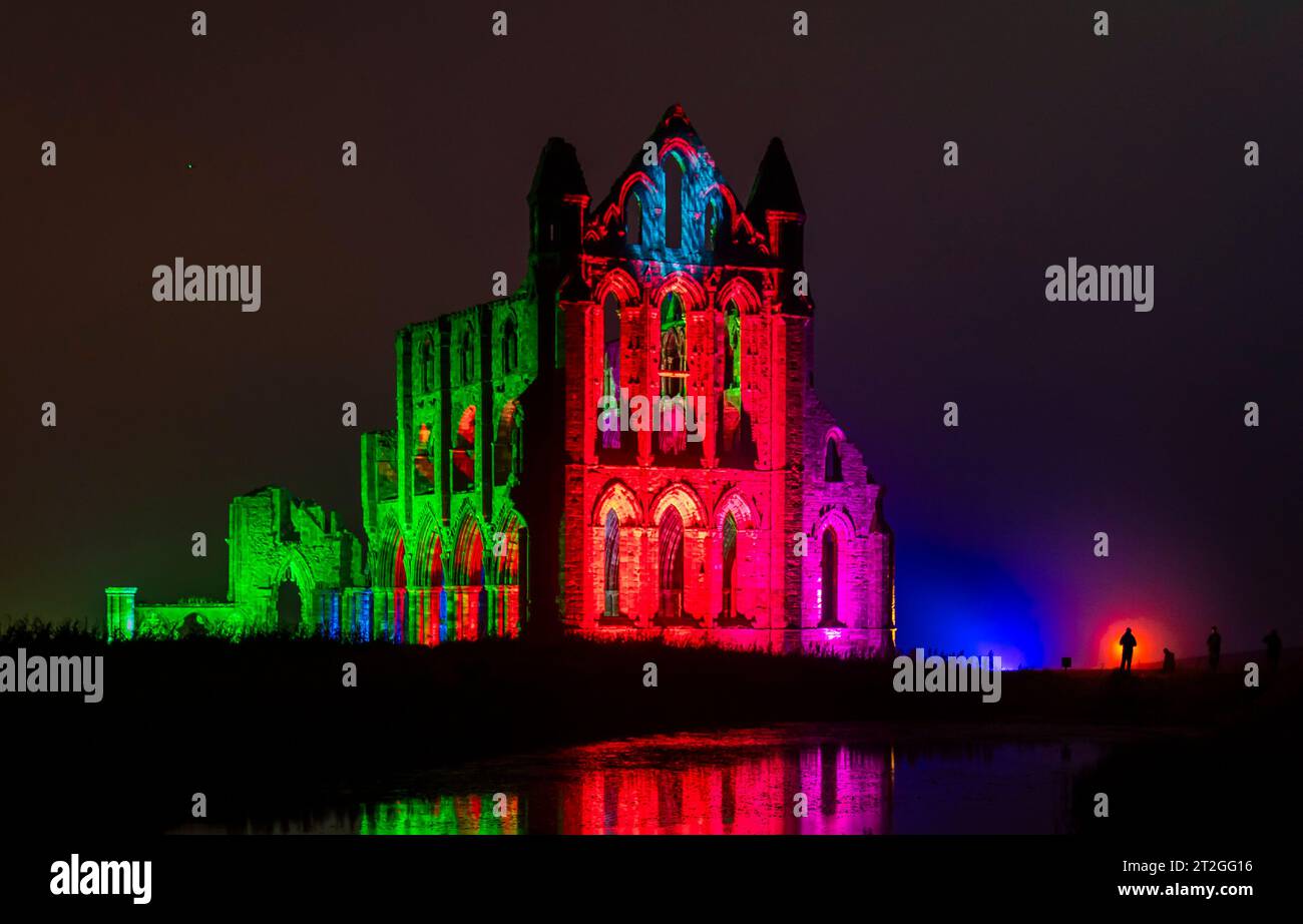 English Heritage lights up the ruins of Whitby Abbey in North Yorkshire ...