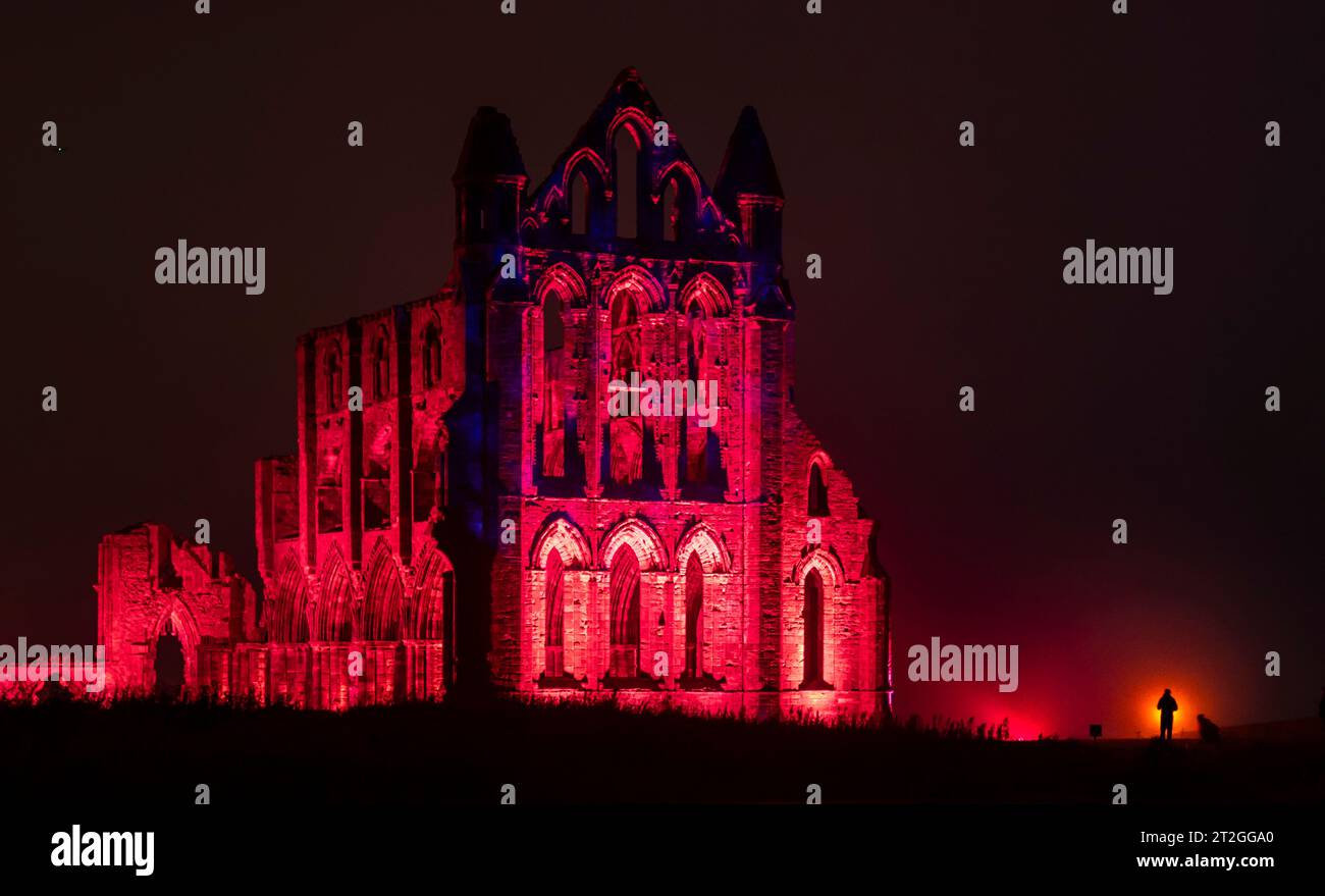 English Heritage lights up the ruins of Whitby Abbey in North Yorkshire ...