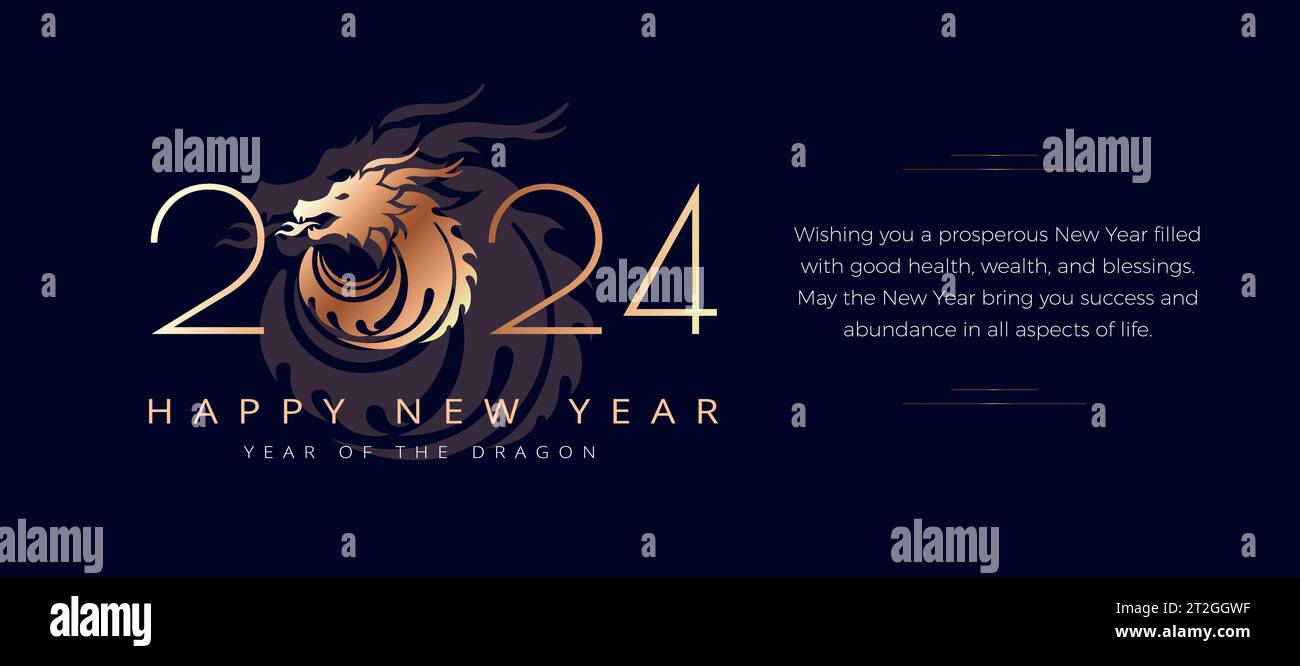 Happy New Year of the dragon 2024 - luxury golden design with New Year ...