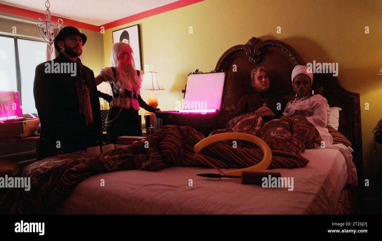 LIVING FOR THE DEAD, from left: Alex LeMay, Juju Bae, Ken Boggle, Logan ...