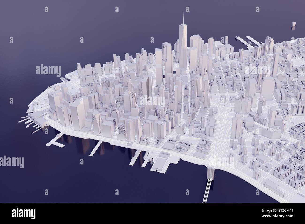 Aerial view of New York City NY lower Manhattan. Low poly model city ...
