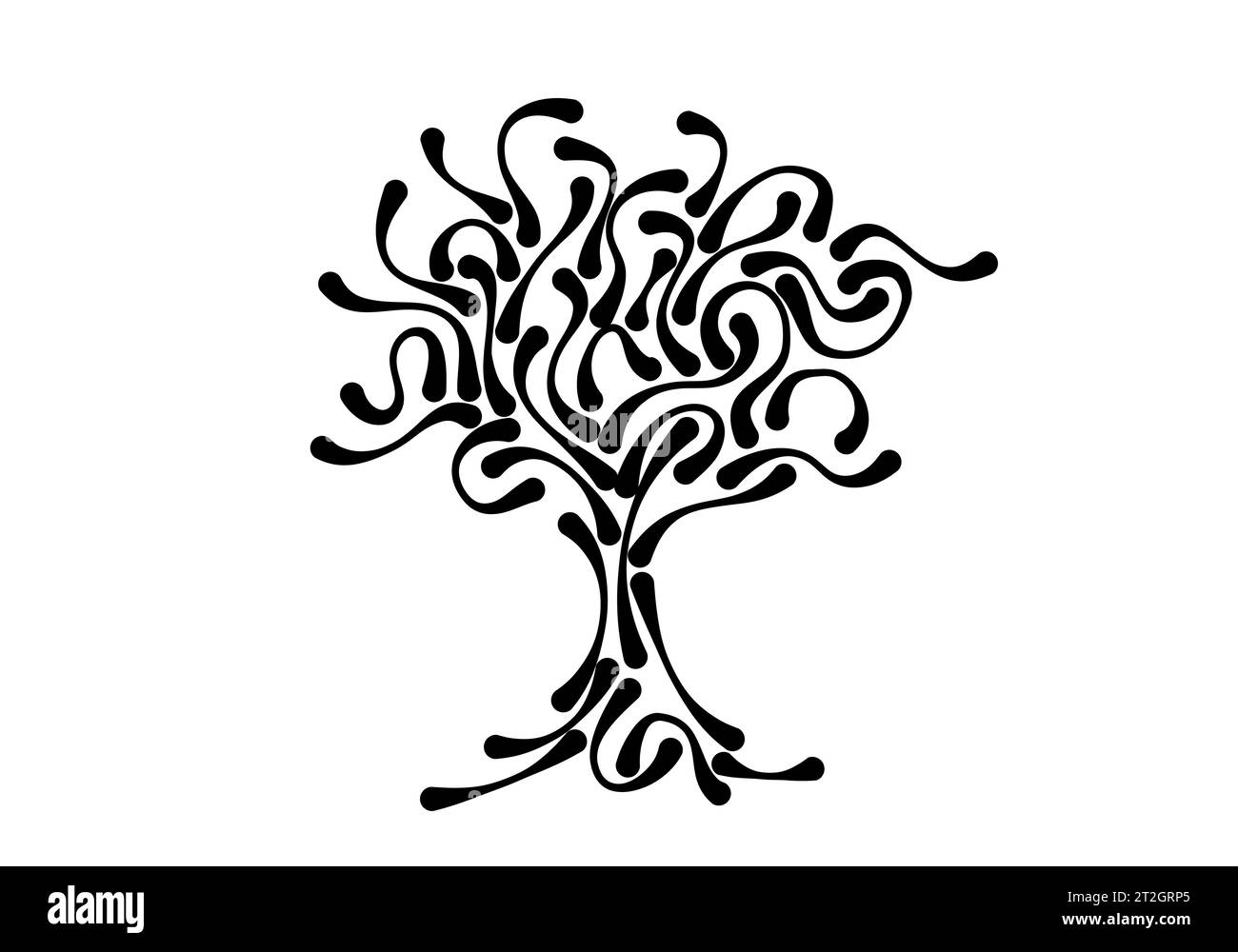 Tree silhouette drawn with separate strokes, vector illustration Stock ...