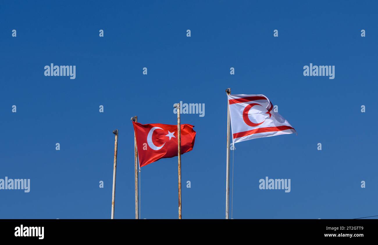 flags of Turkey and Northern Cyprus Stock Photo - Alamy