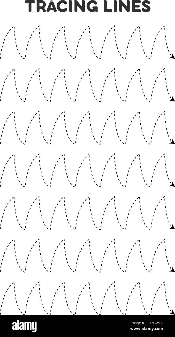 Worksheet tracing lines Black and White Stock Photos & Images - Alamy