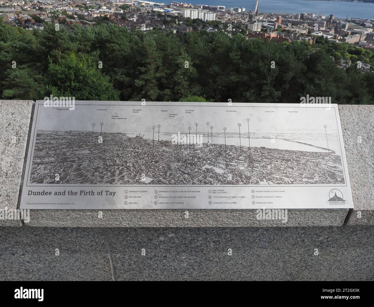 Aerial view of Dundee seen from the Dundee Law hill in Dundee, UK Stock ...
