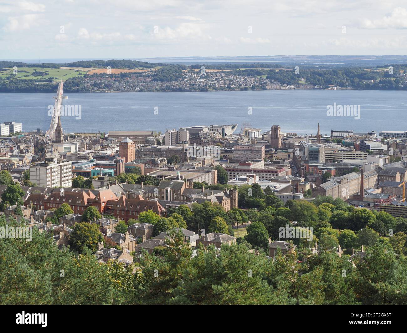Aerial view of Dundee seen from the Dundee Law hill in Dundee, UK Stock ...