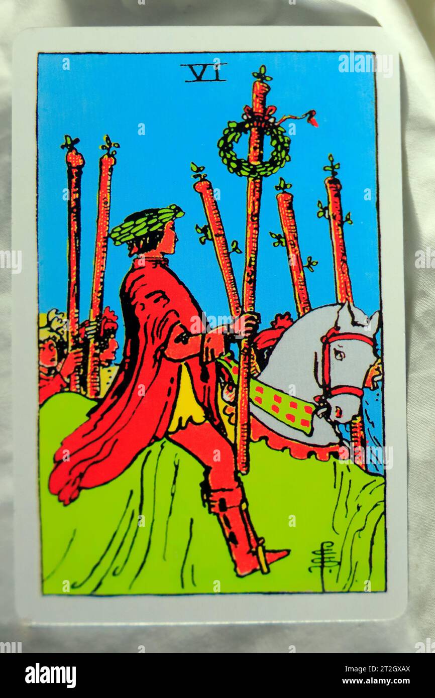 Six of Wands - Individual Tarot card Stock Photo - Alamy