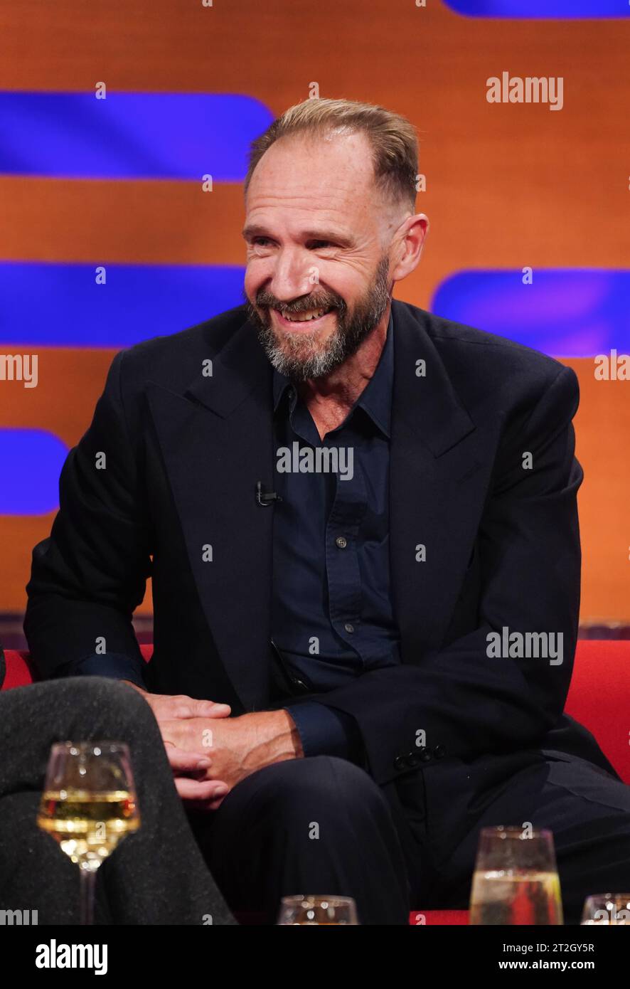 EDITORIAL USE ONLY Ralph Fiennes during filming for the Graham Norton ...