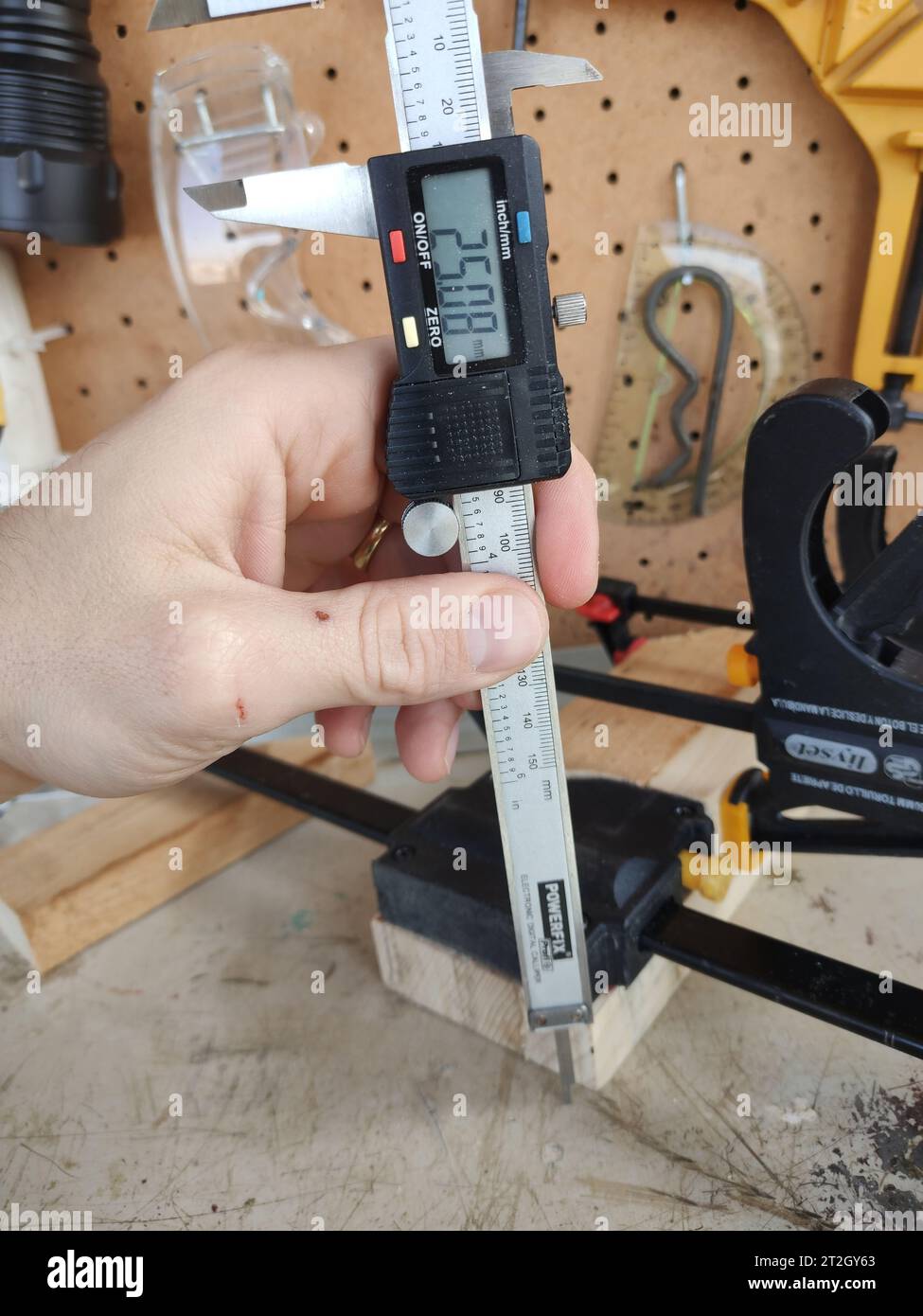 Detail of depth measurements with an electronic caliper Stock Photo - Alamy