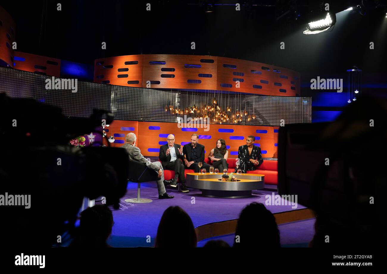 EDITORIAL USE ONLY Graham Norton, Sir Patrick Stewart, Ralph Fiennes ...