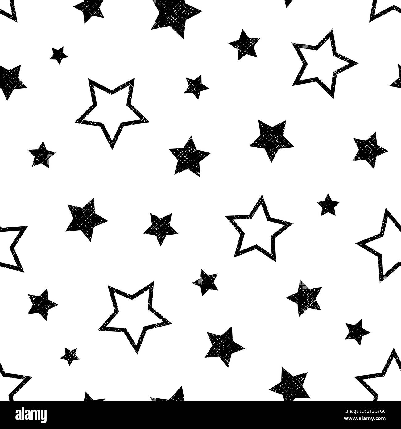Star Seamless Pattern Repeating Black Stars Isolated On White