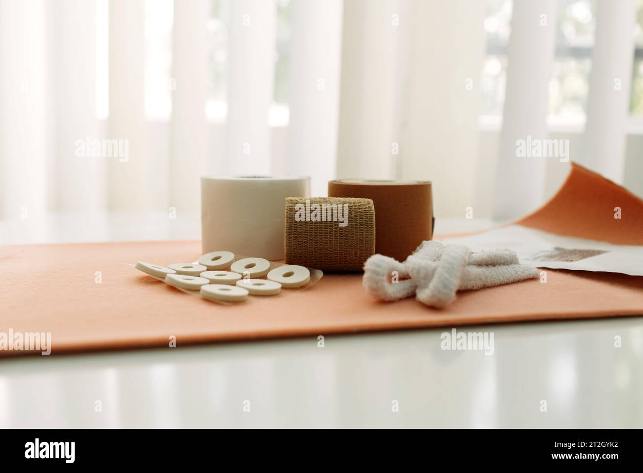 Materials for working with the feet are laid out on the table ...