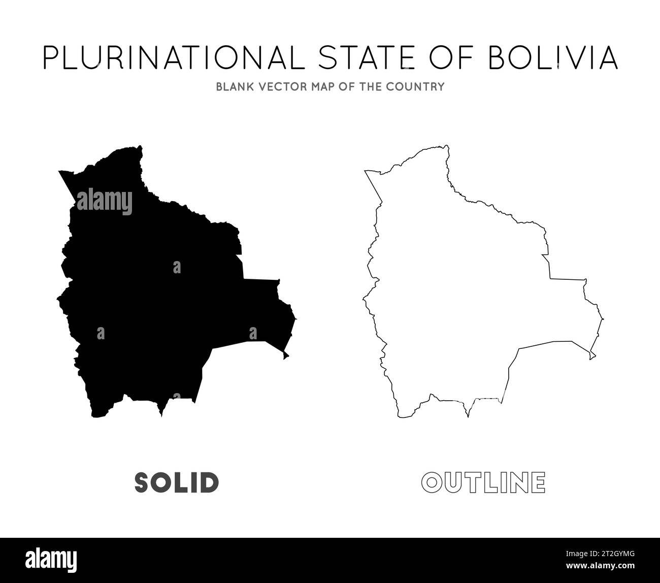 Bolivia map. Blank vector map of the Country. Borders of Bolivia for ...