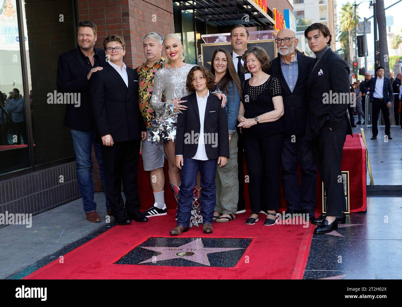 Blake Shelton, from left, Zuma Rossdale, Eric Stefani, Gwen Stefani, Jill Stefani, Apollo ...