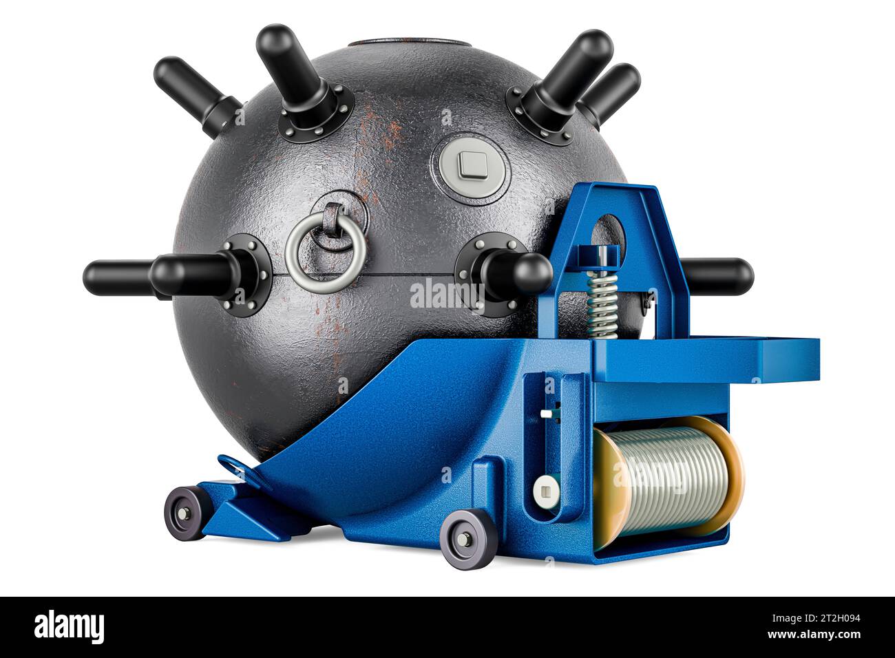 Naval Mine, contact mine. 3D rendering isolated on white background ...