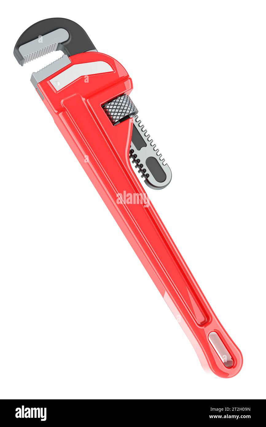 Pipe Wrench, plumber wrench. 3D rendering isolated on white background ...