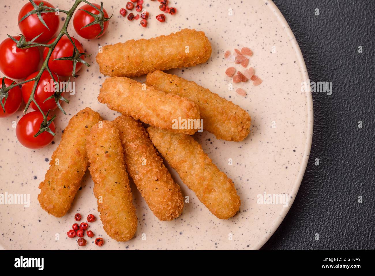 Delicious crispy cheese sticks with mozzarella, salt and spices ...