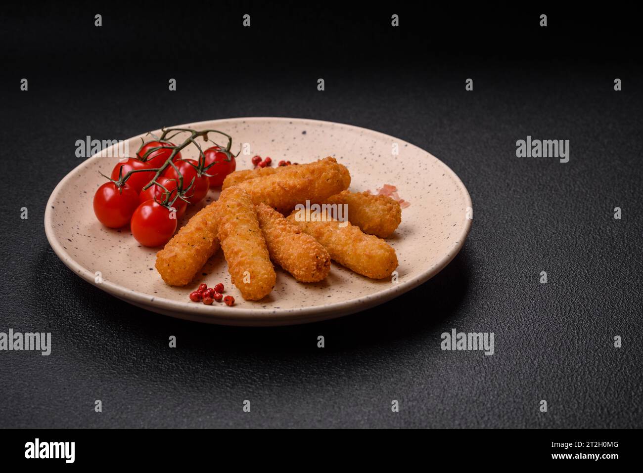 Delicious crispy cheese sticks with mozzarella, salt and spices ...