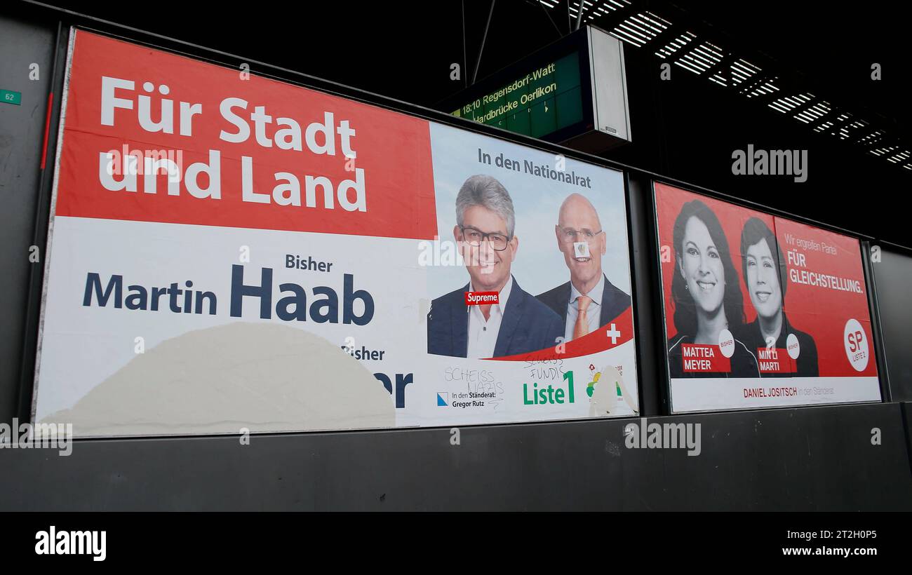 Foto Manuel Geisser 19.10. 2023 Zuerich, SCHWEIZ, SVP Plakate ...