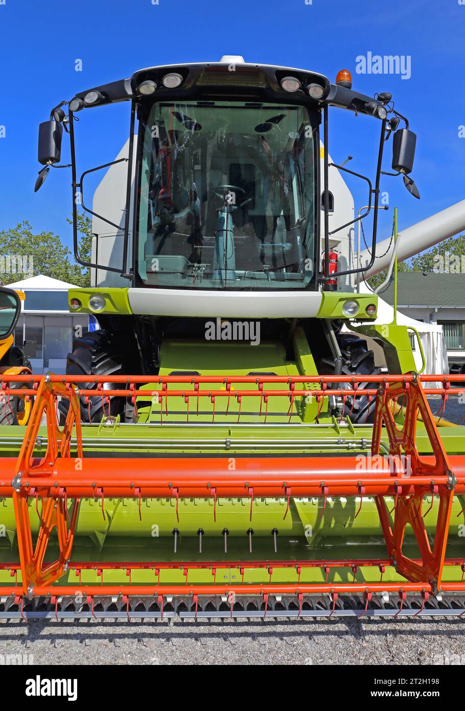 Front View of Large Combine Harvester With Rotating Head for Wheat ...