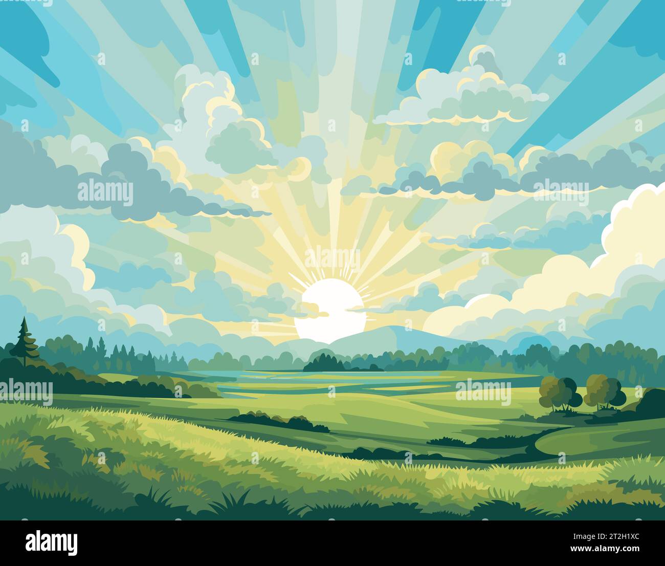 Blue morning sky over Stock Vector Images - Alamy