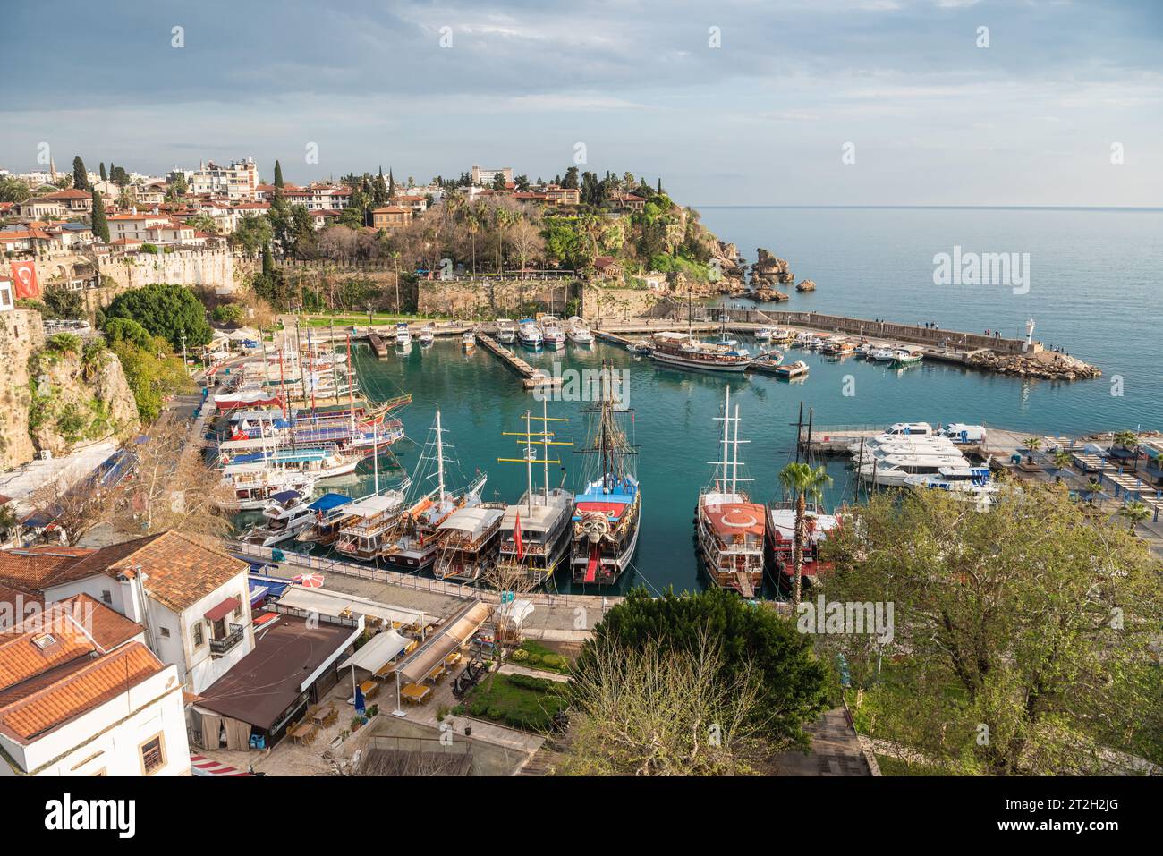 The harbour in Kaleici historic district in Antalya, Turkey. View with ...