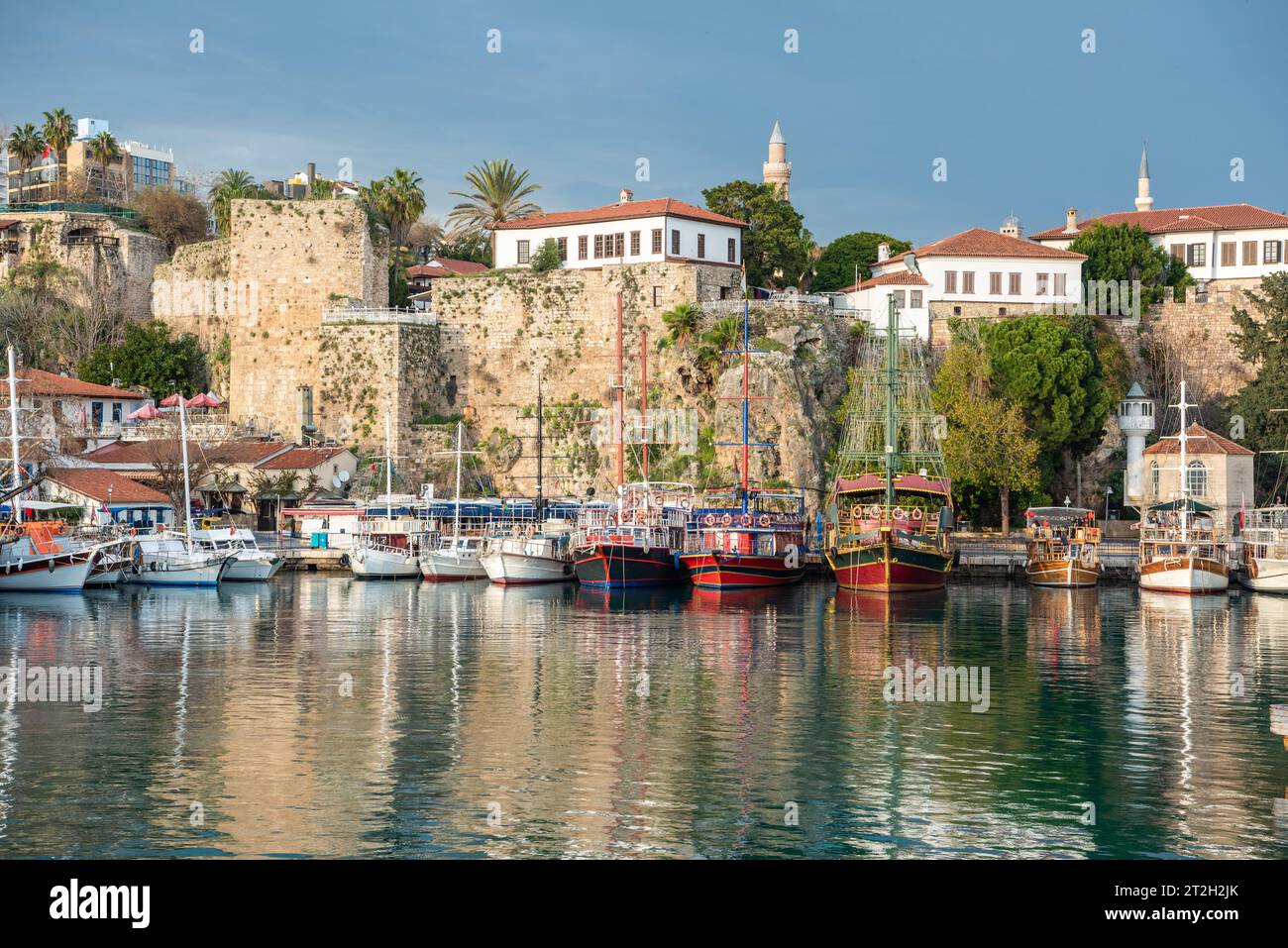 The harbour in Kaleici historic district in Antalya, Turkey. View with ...