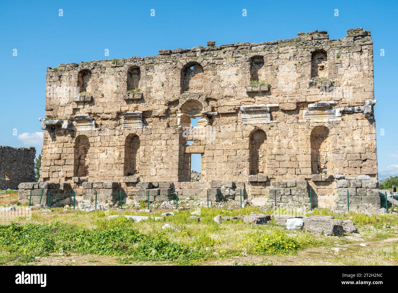 The remains of the nymphaeum (monumental fountain) on the acropolis ...
