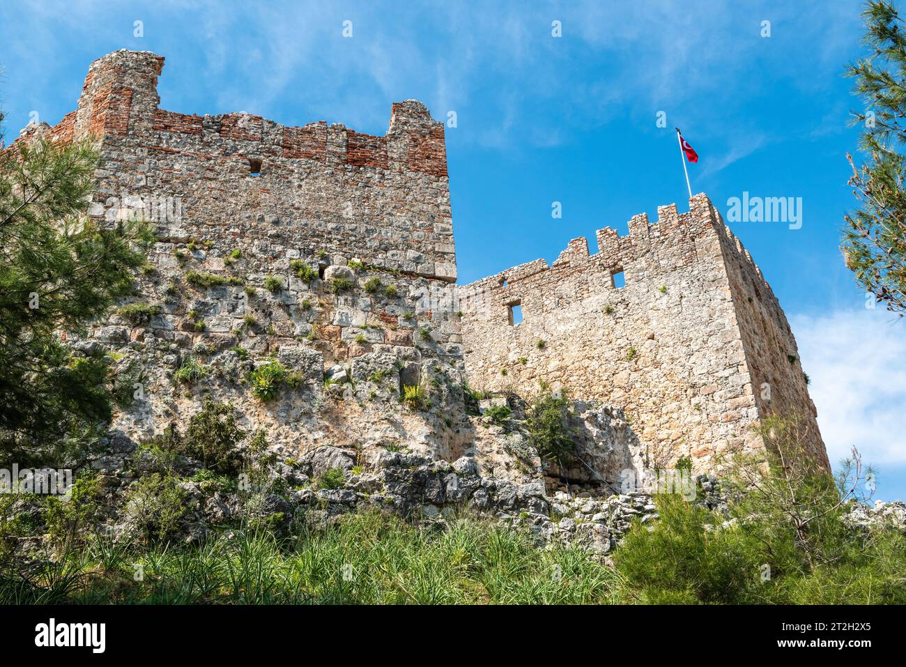 Ruined fortifications of Ehmedek neighborhood of Alanya Castle in ...